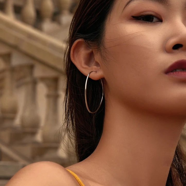 Sterling silver simple big hoop earrings – The Silver Luna