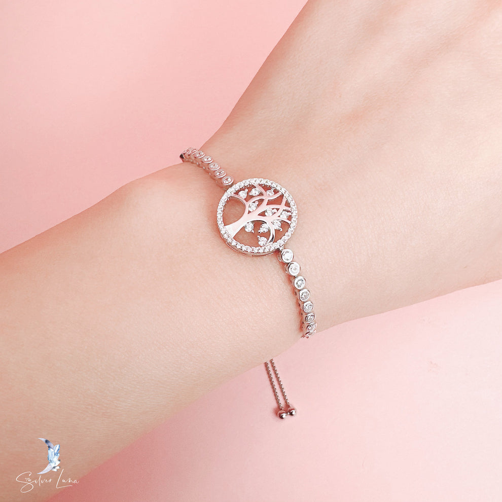 Family tree adjustable sterling silver bracelet – The Silver Luna