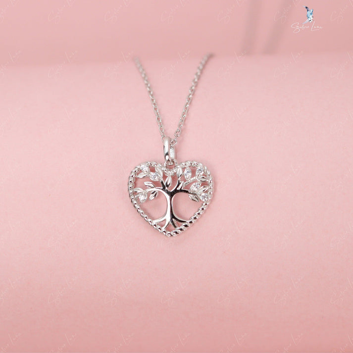Family tree heart pendant necklace in sterling silver – The Silver Luna