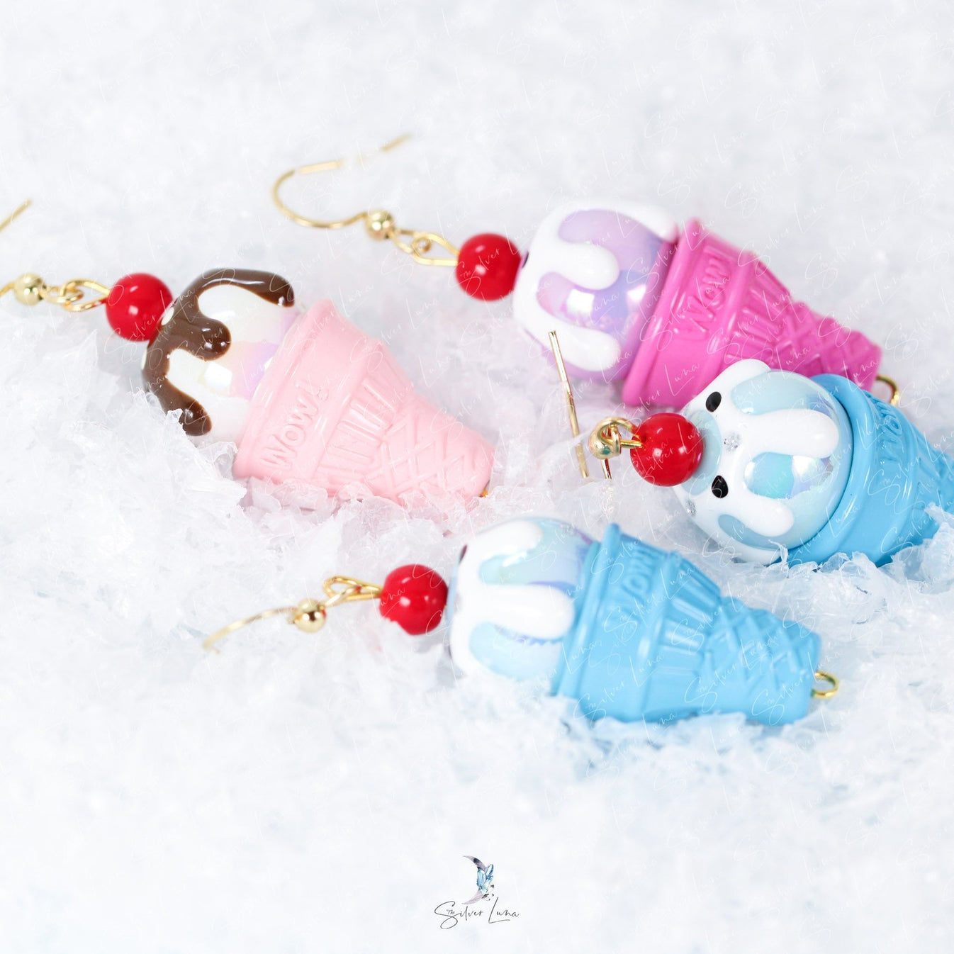 Funny ice-cream cone dangle drop earrings – The Silver Luna