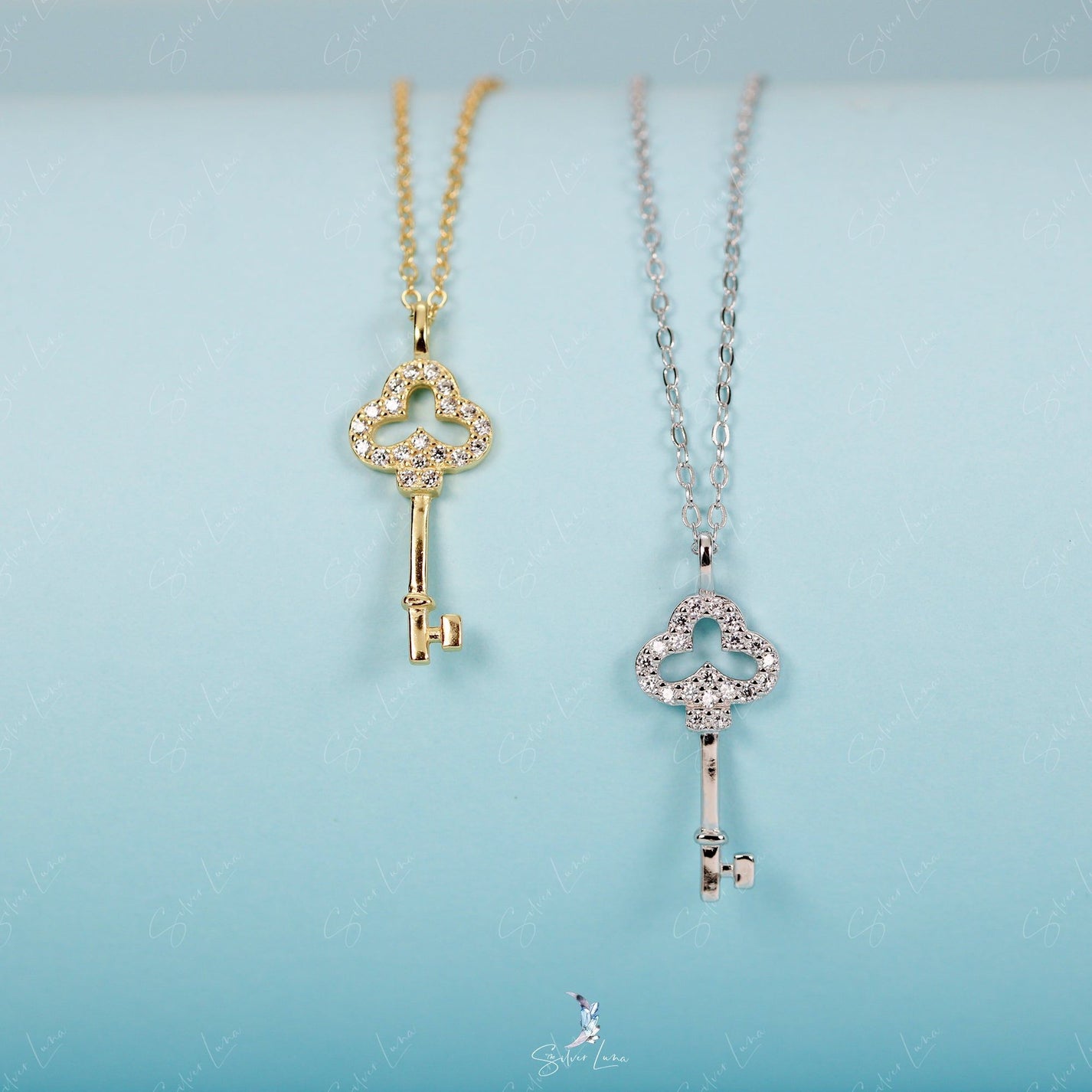 Dainty key pendant necklace in sterling silver – The Silver Luna