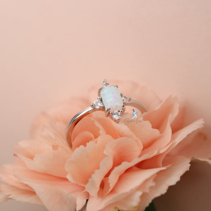 Opal gemstone sterling silver ring – The Silver Luna
