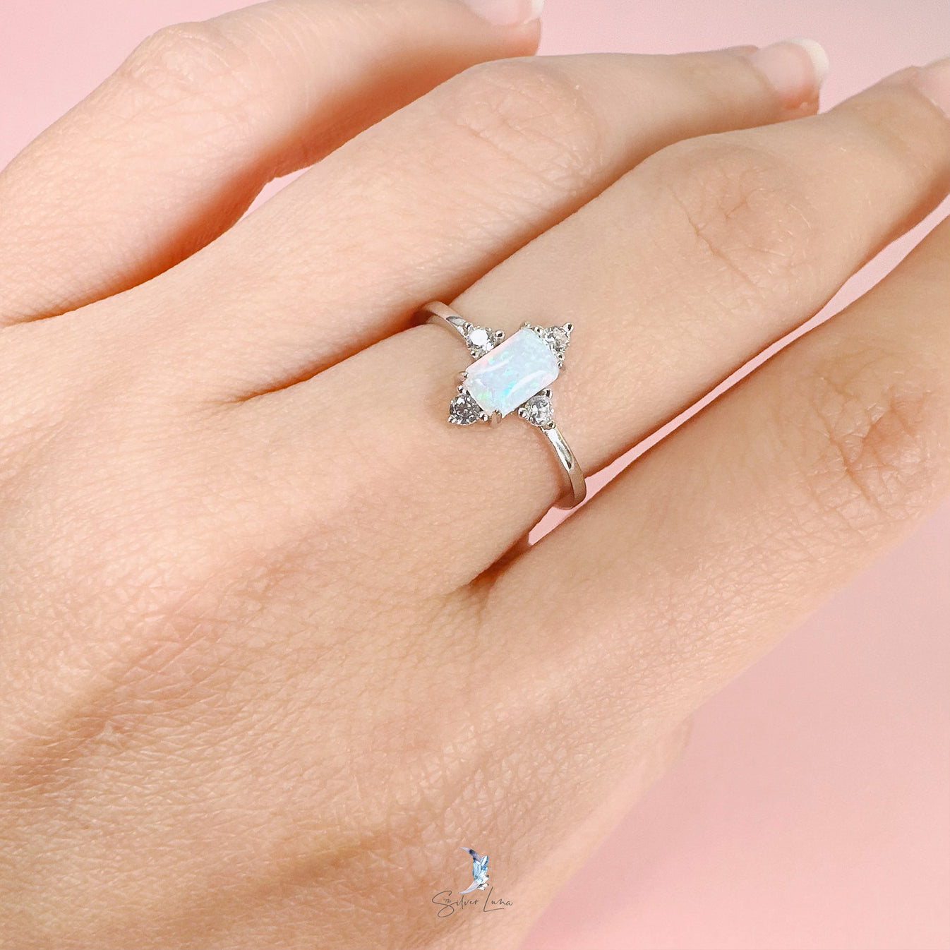 Opal gemstone sterling silver ring – The Silver Luna