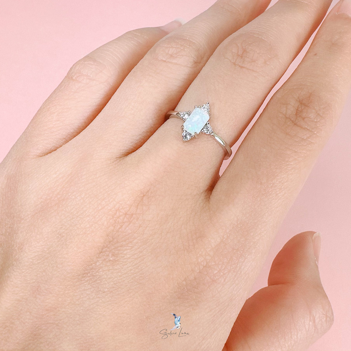 Opal gemstone sterling silver ring – The Silver Luna