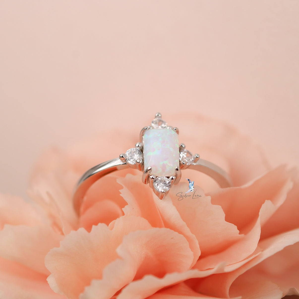 Opal gemstone sterling silver ring – The Silver Luna