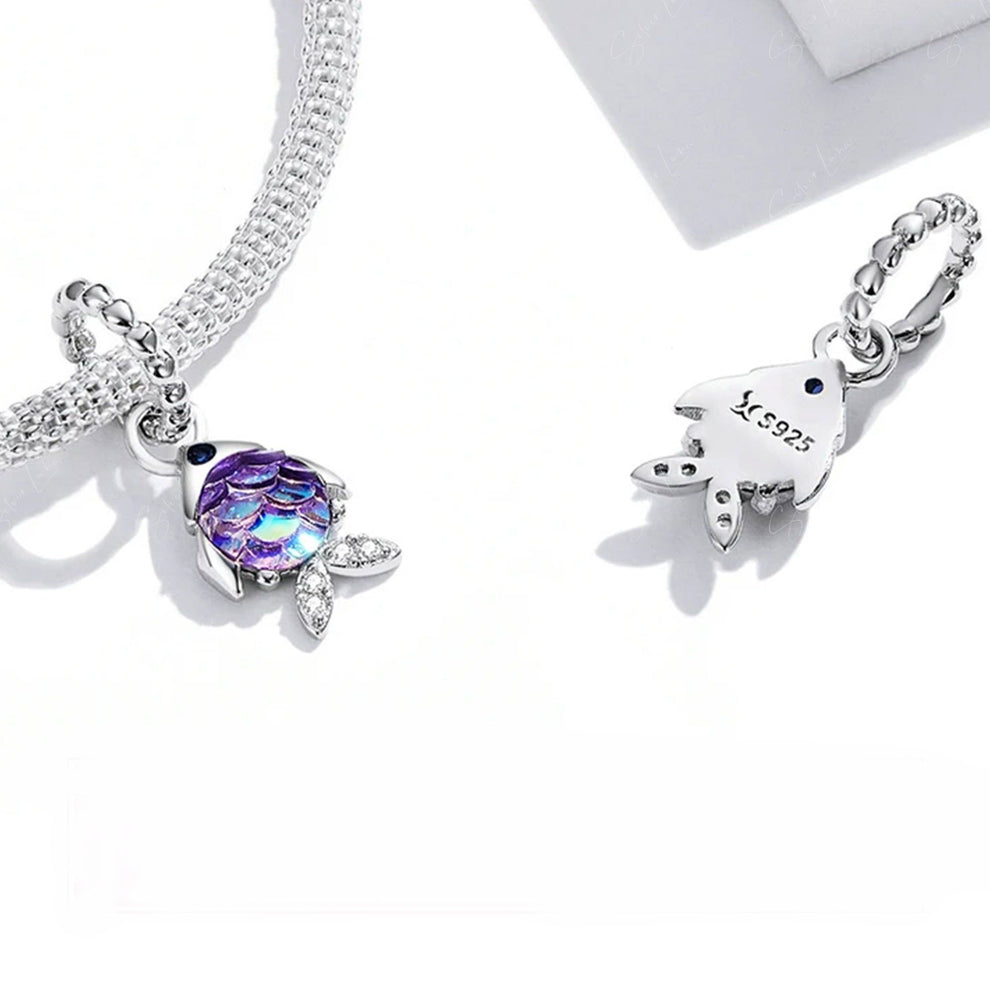 Rainbow fish sterling silver dangle charm for bracelet – The Silver Luna