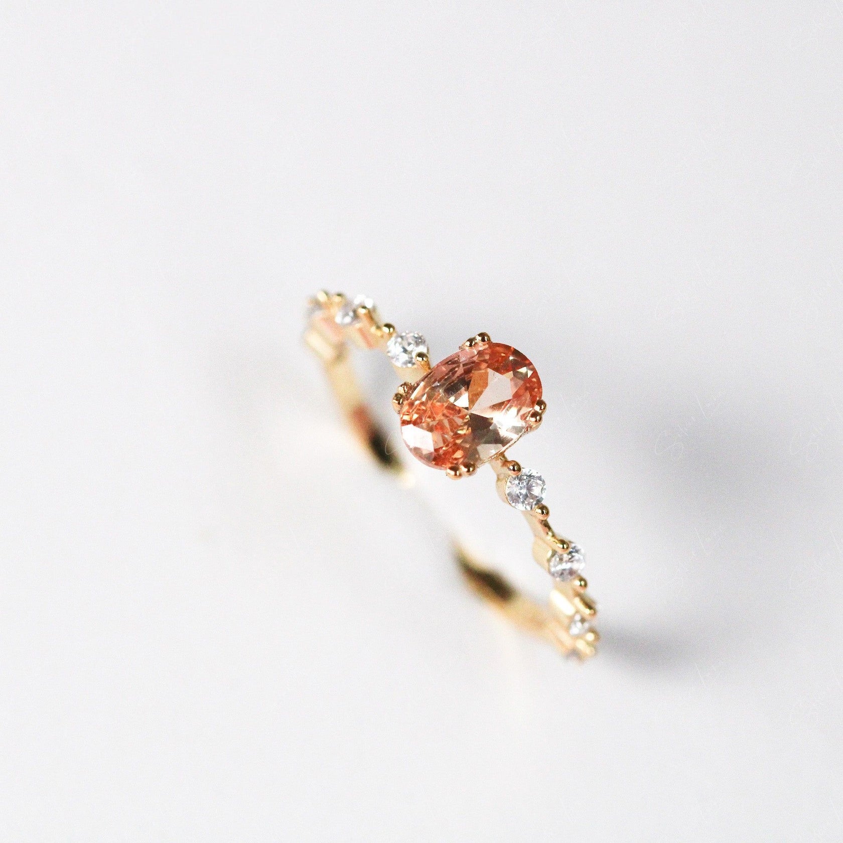 Champagne cubic zirconia egg shape stone ring – The Silver Luna