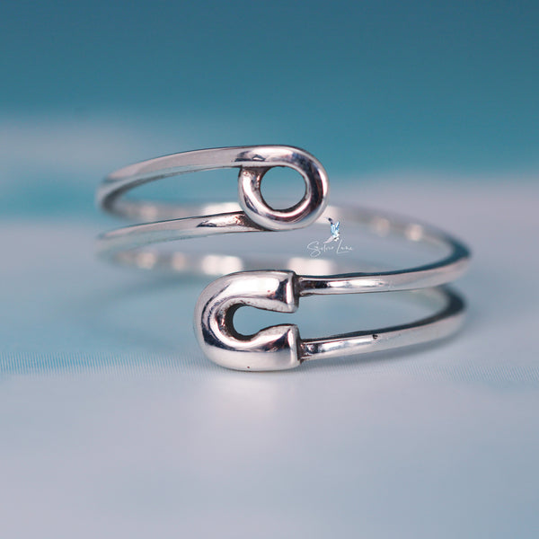 Safety pin adjustable ring in sterling silver – The Silver Luna