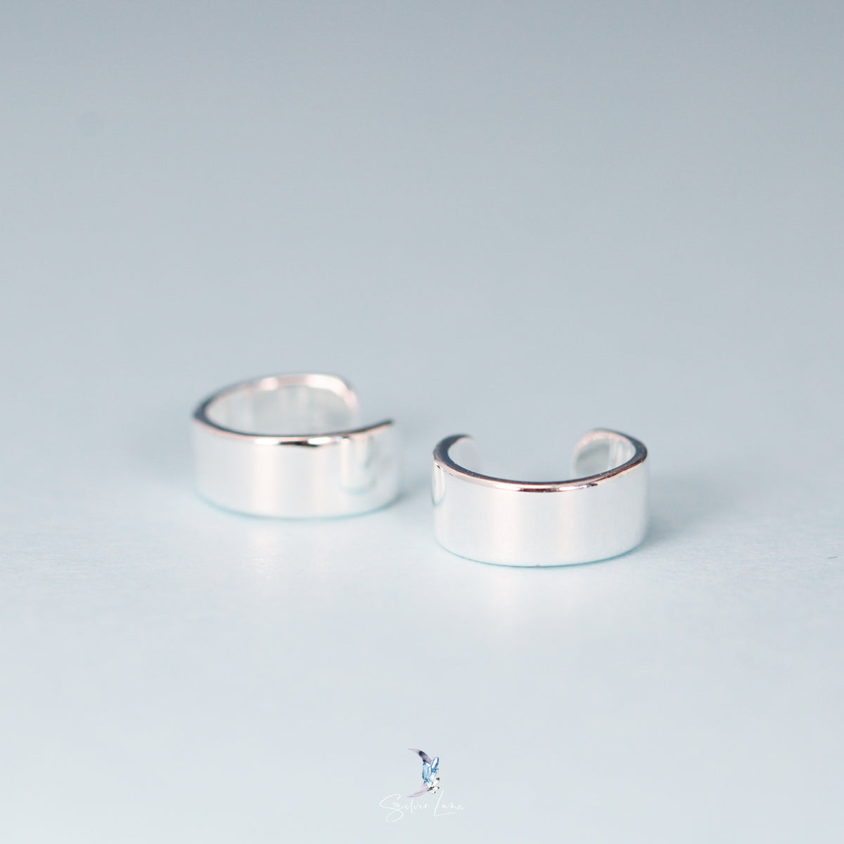 Minimalist big band simple ear cuffs in sterling silver – The Silver Luna