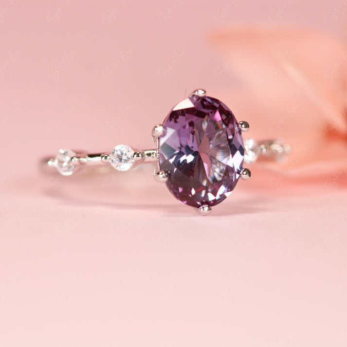 Oval Alexandrite engagement ring in sterling silver – The Silver Luna