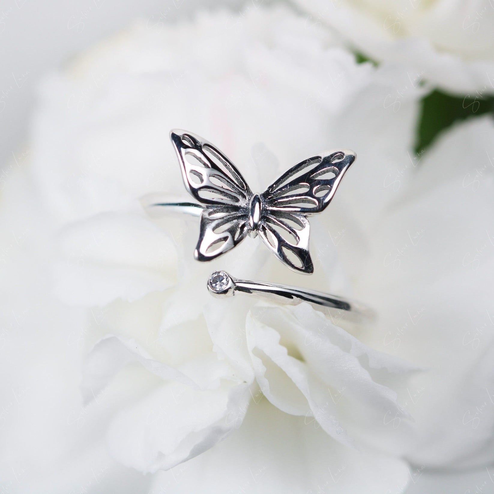 Butterfly adjustable sterling silver ring – The Silver Luna