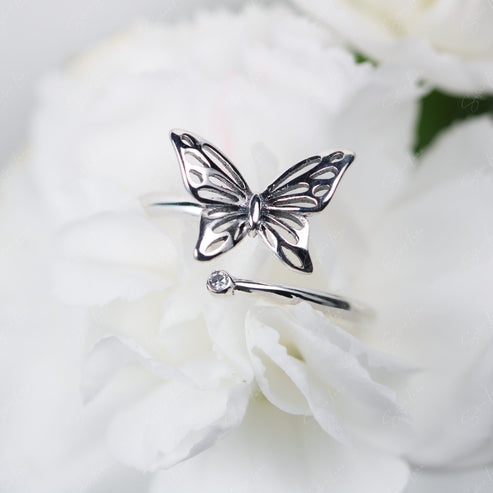 Butterfly adjustable sterling silver ring – The Silver Luna