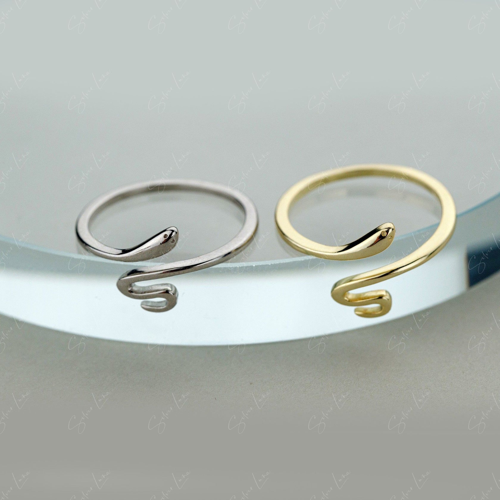 Dainty snake wrap adjustable sterling silver ring – The Silver Luna