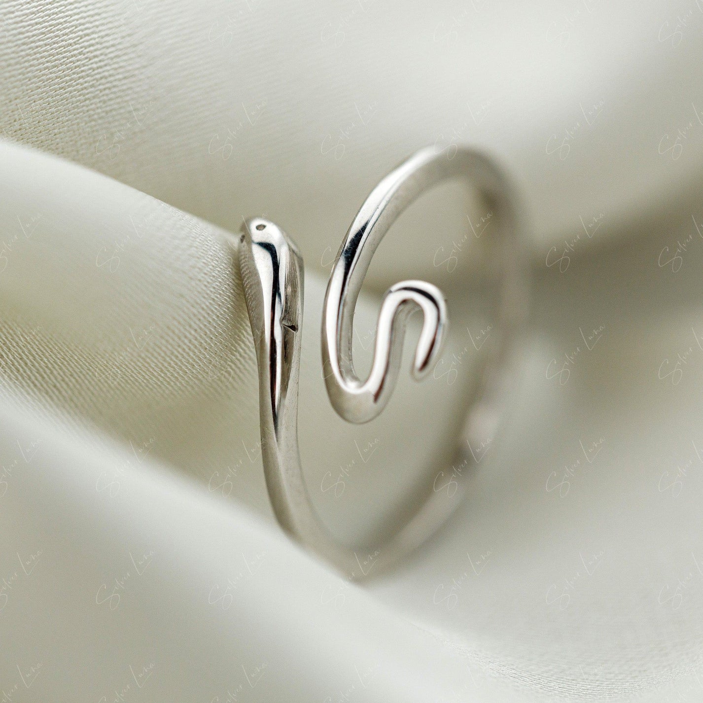 Dainty snake wrap adjustable sterling silver ring – The Silver Luna